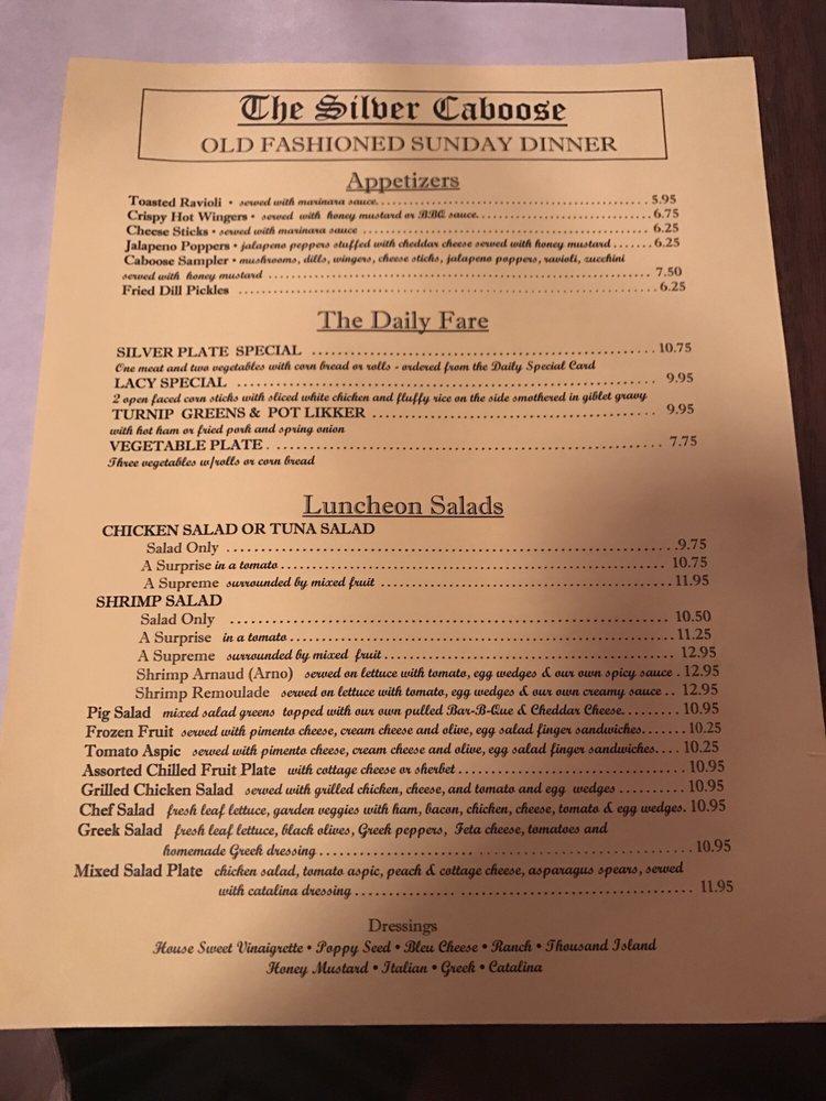 Menu at Silver Caboose Restaurant & Soda Fountain, Collierville