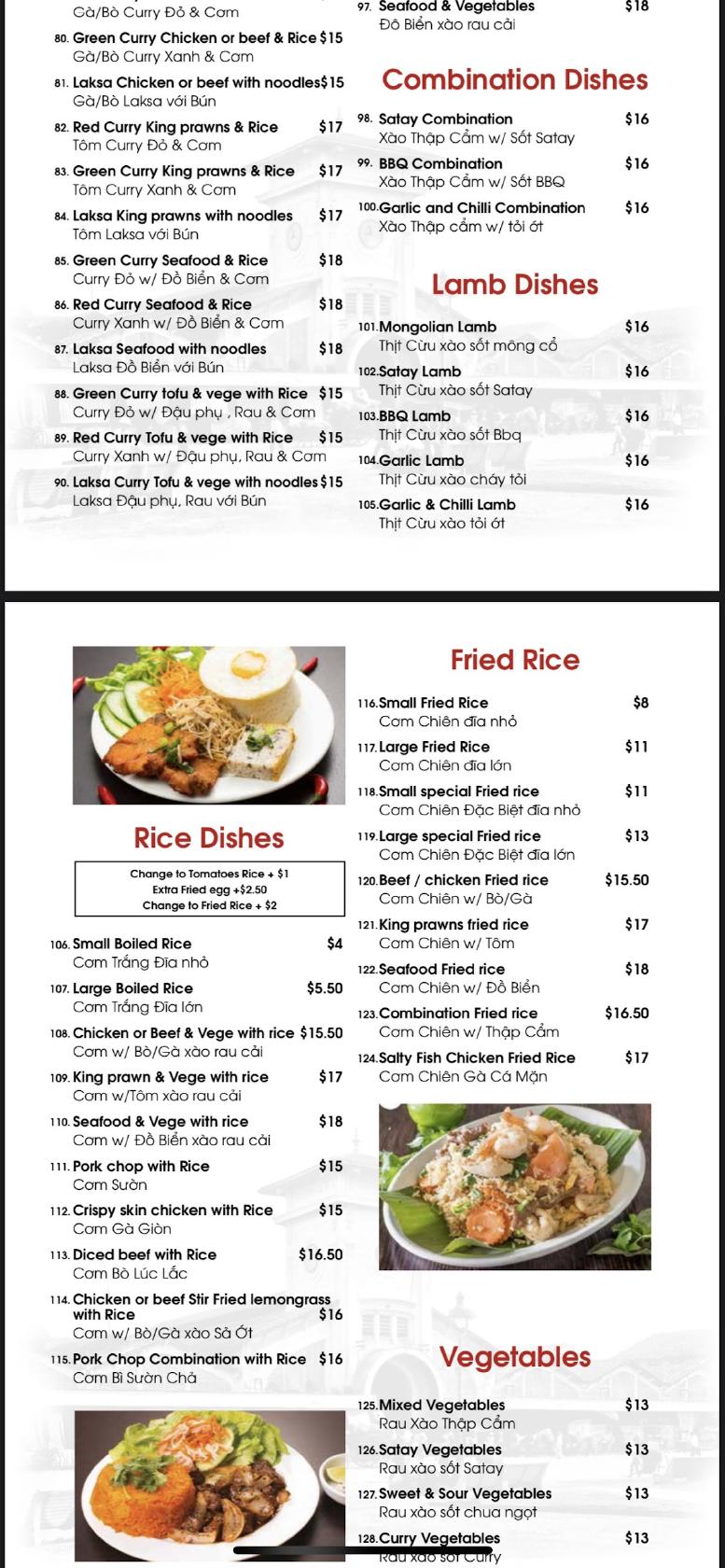 Menu at Tam Tam Restaurant, Parramatta