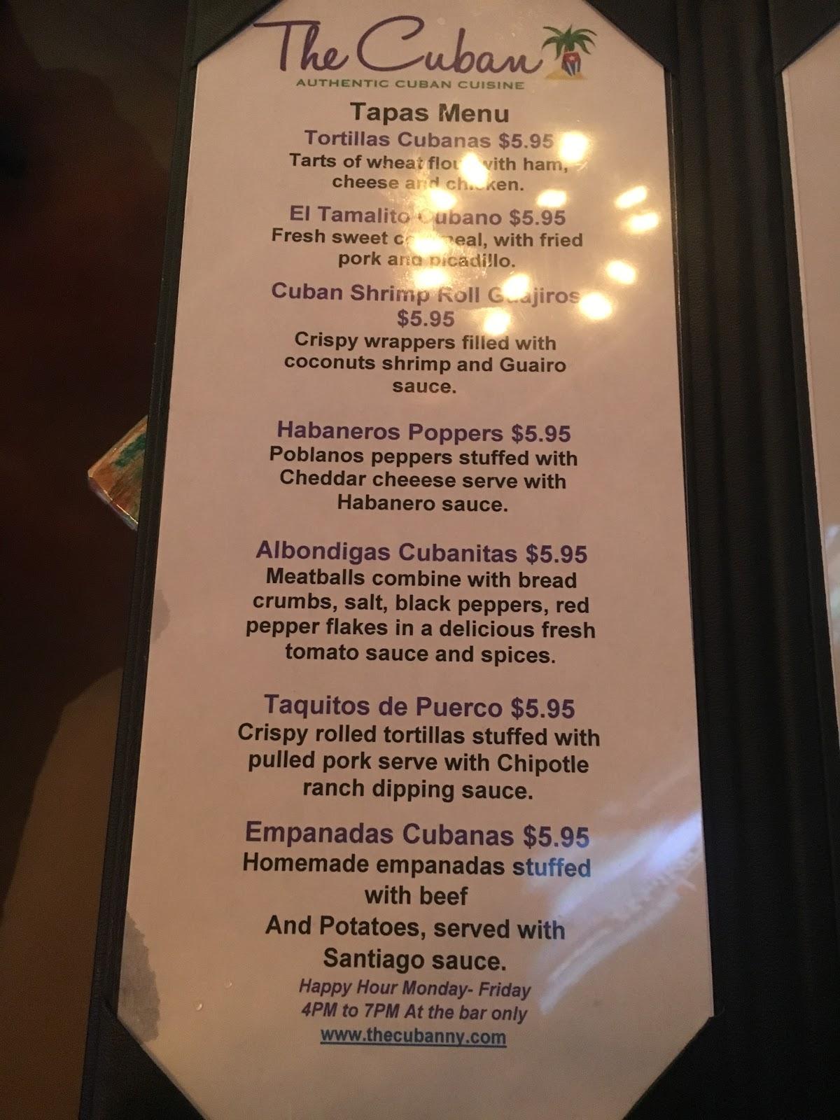 Menu at The Cuban pub & bar, Patchogue