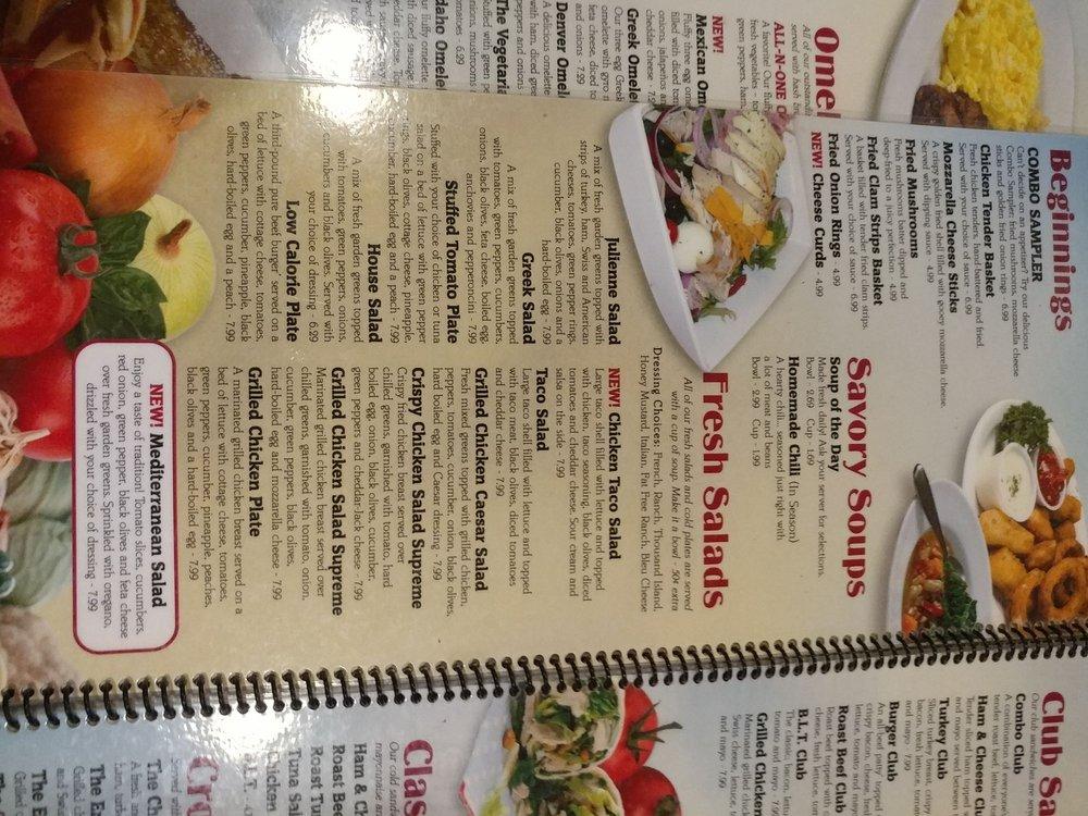 Menu at Benjamin's Family Dining restaurant, Clinton