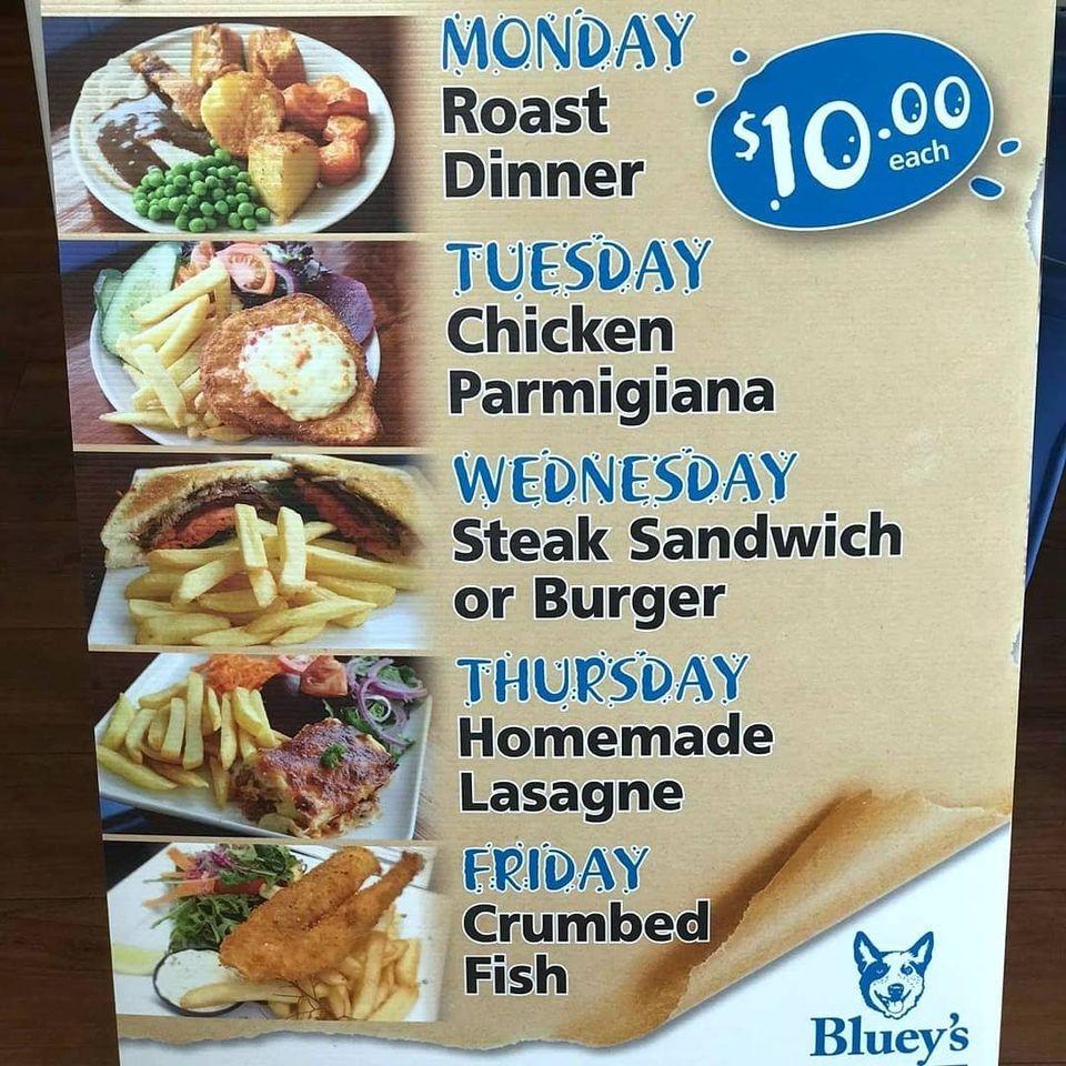 Menu at Bluey's Cafe and Carvery, Brendale