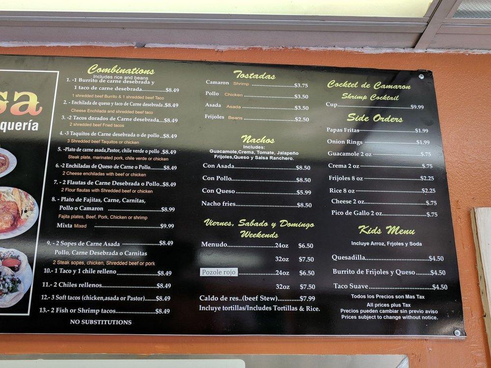 Menu at Kasa Market & Taco Shop restaurant, Yucca Valley