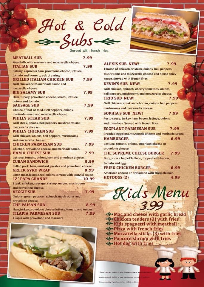 Menu at Monte Olivos Restaurant, Harlem