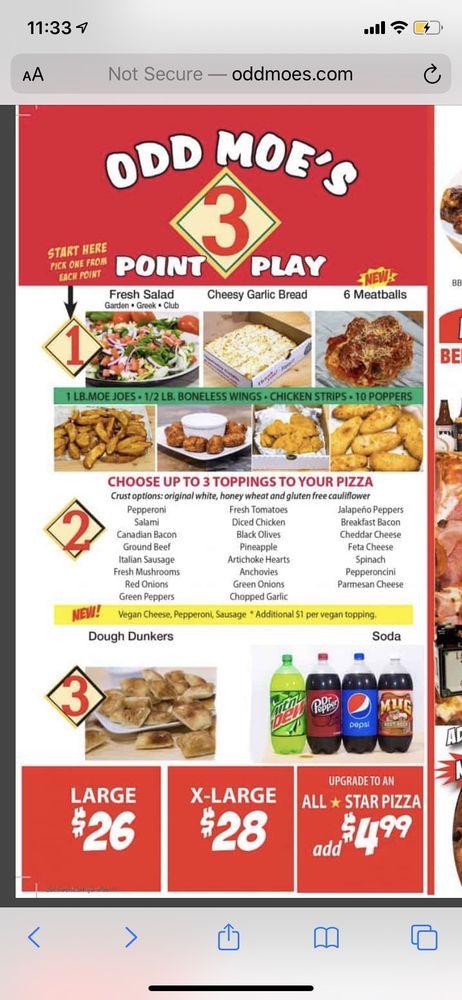 Menu at Odd Moe's Pizza pizzeria, Newberg