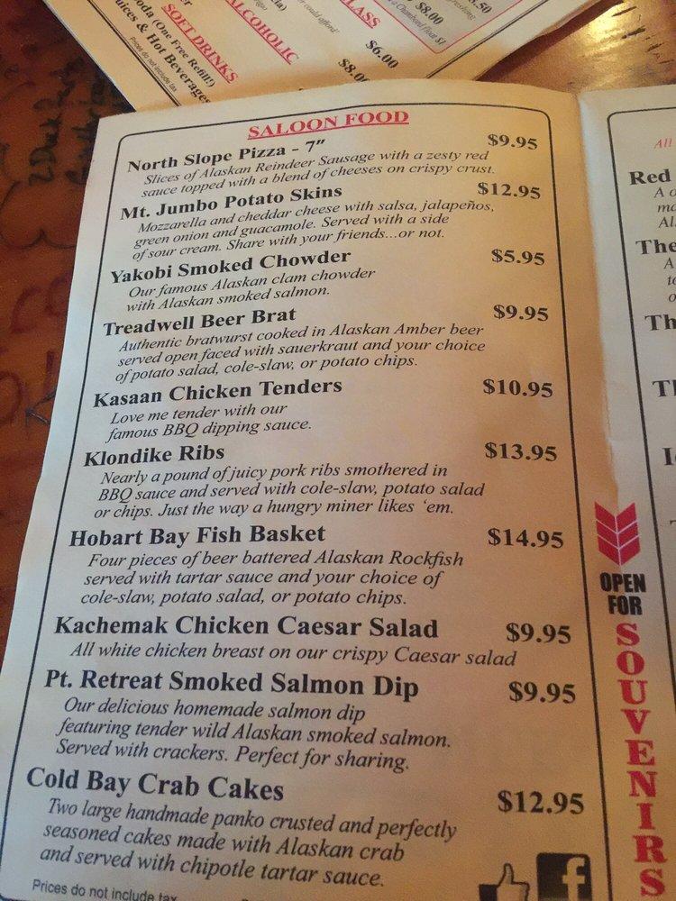 Menu at Red Dog Saloon pub & bar, Juneau