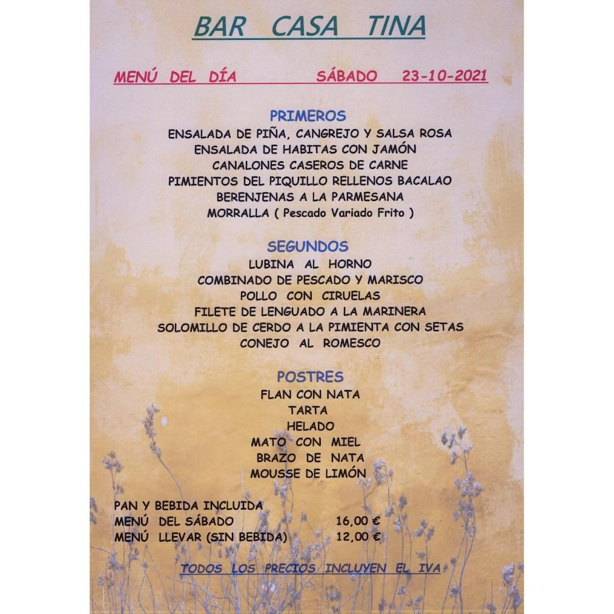 Menu at RESTAURANTE CASA TINA, Mataró