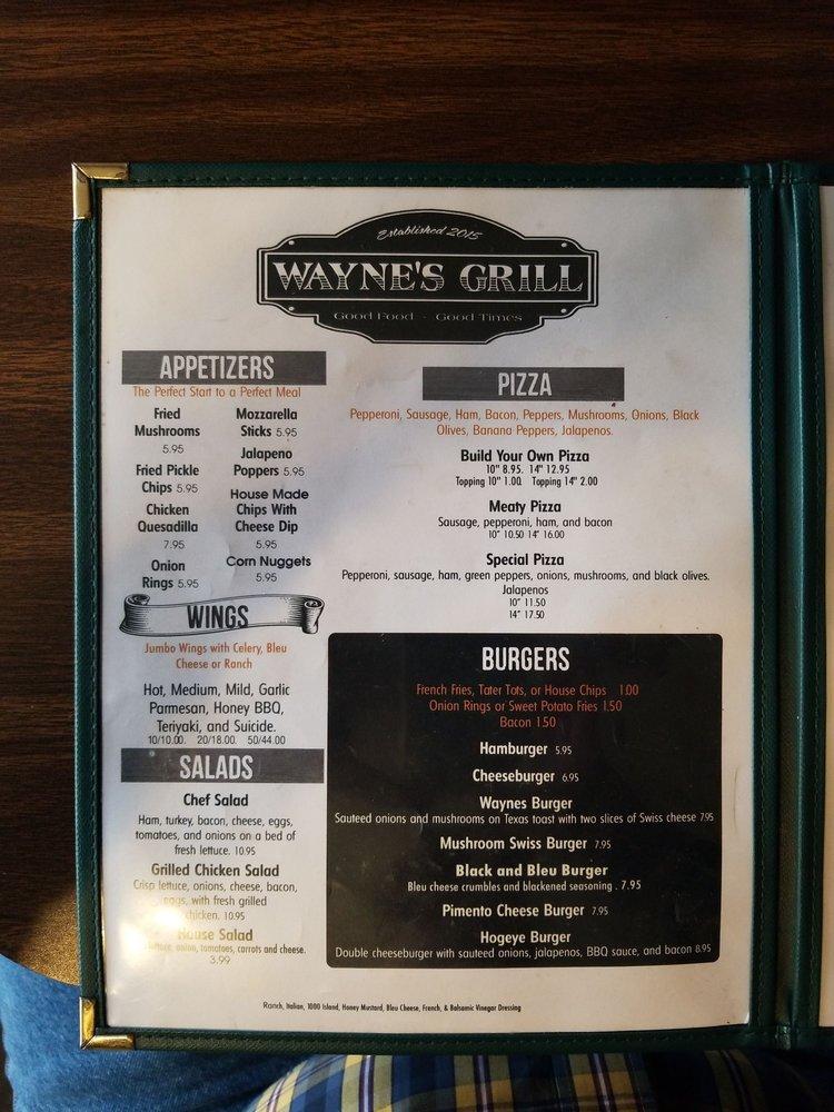 Menu at Wayne's Grill restaurant, Livingston, E Main St