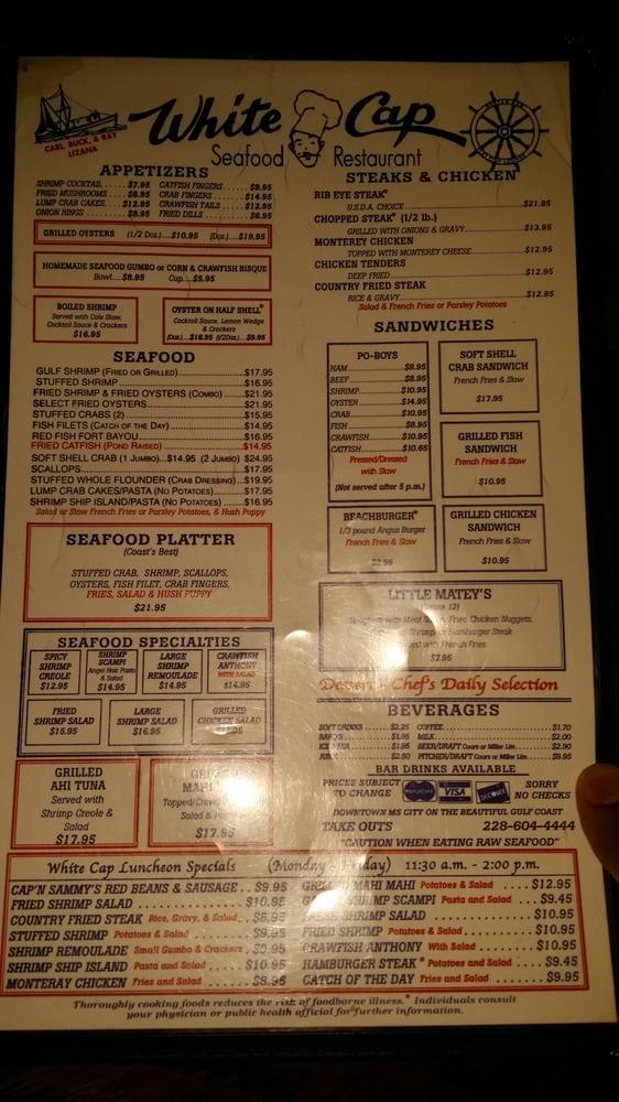Menu at White Cap Restaurant, Gulfport, 560 Beach Dr