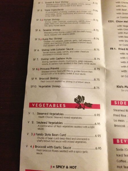 Menu at Zen House Chinese Restaurant, Valley
