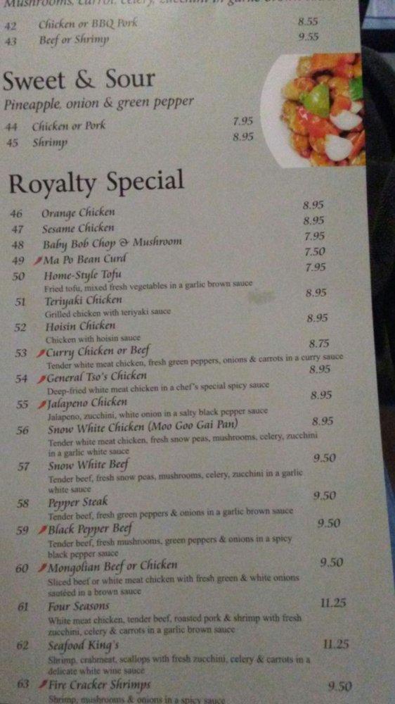 Menu at King's Chef Chinese Food restaurant, Mesa