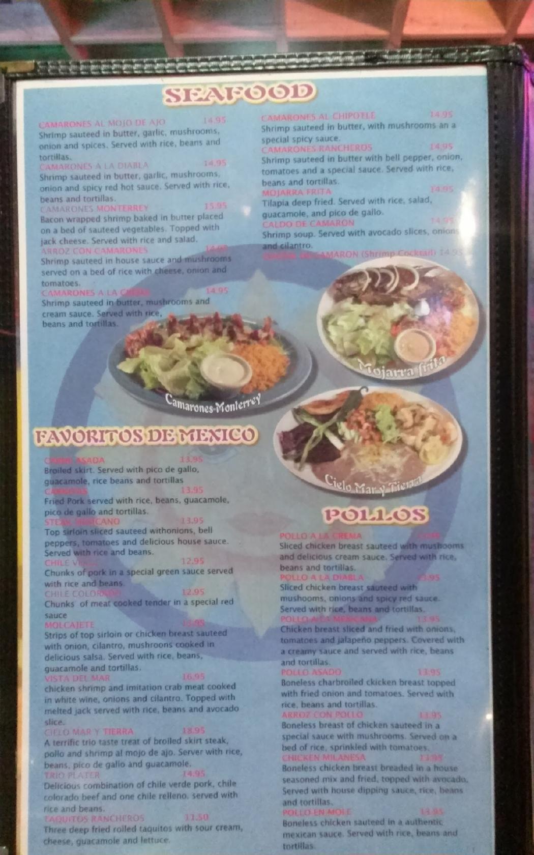 Menu at La Roca restaurant, Albany