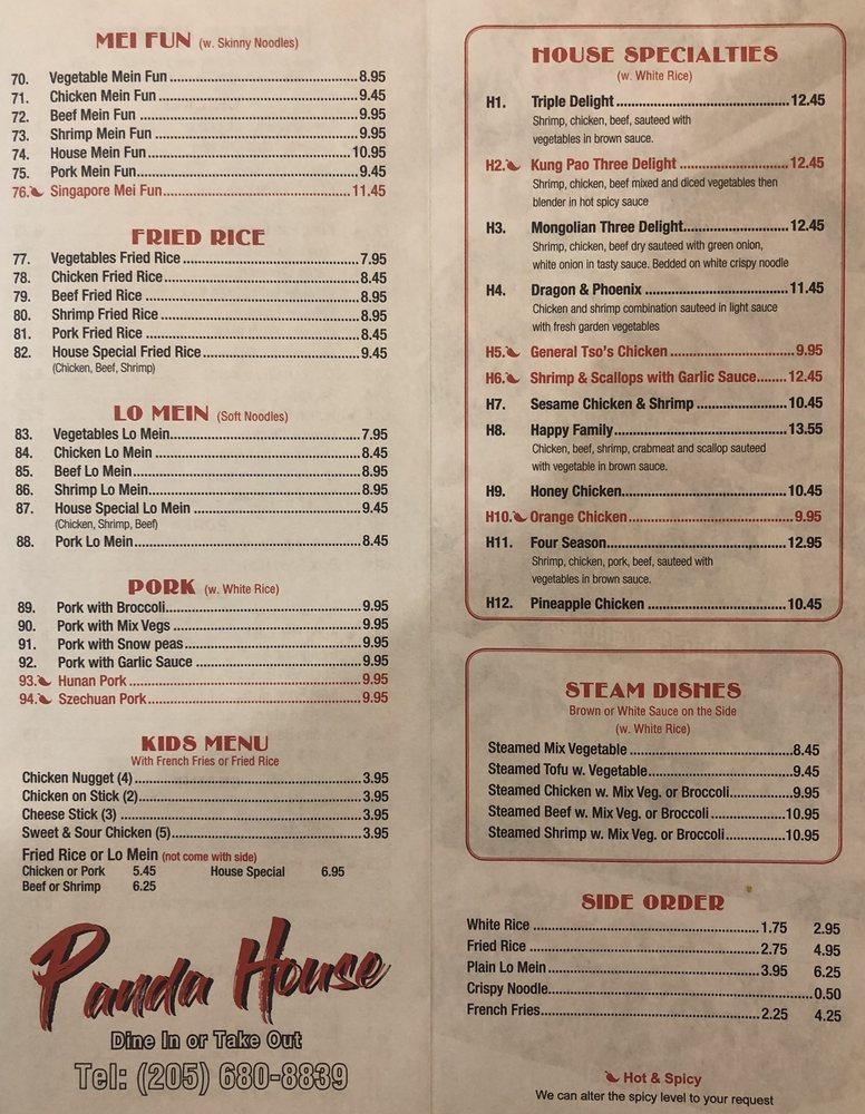 Menu at Panda House restaurant, Pinson, Deerfoot Pkwy # 115