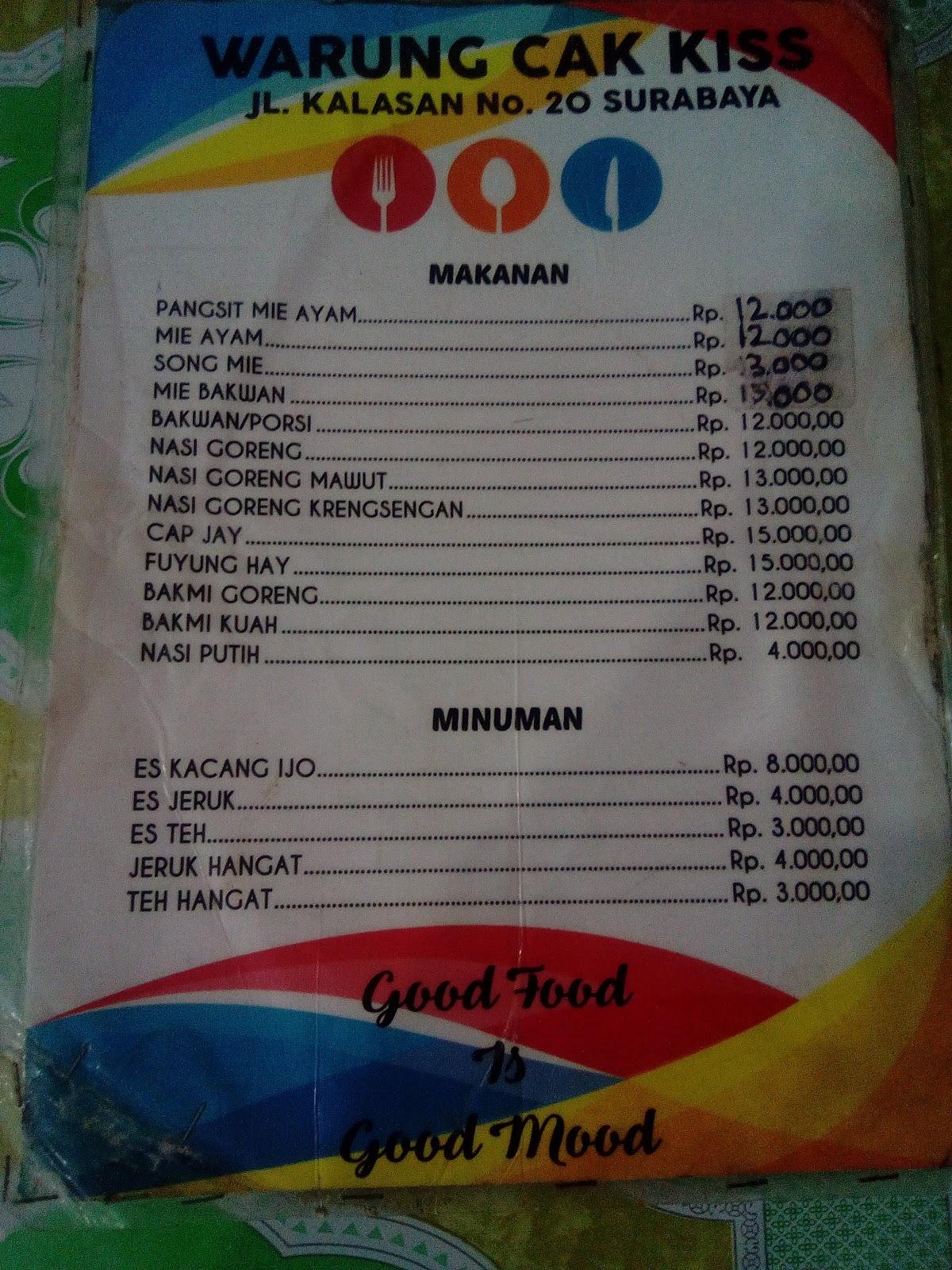 Menu at Sop Ayam Kalasan, Surabaya