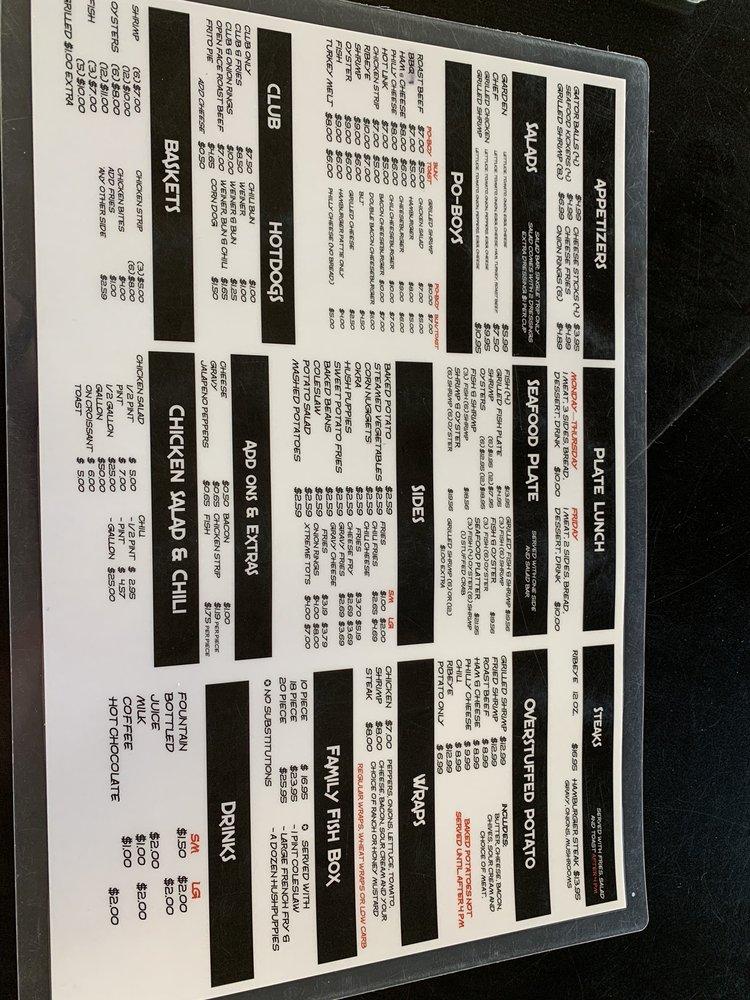 Menu at Sugar Shack restaurant, Franklinton