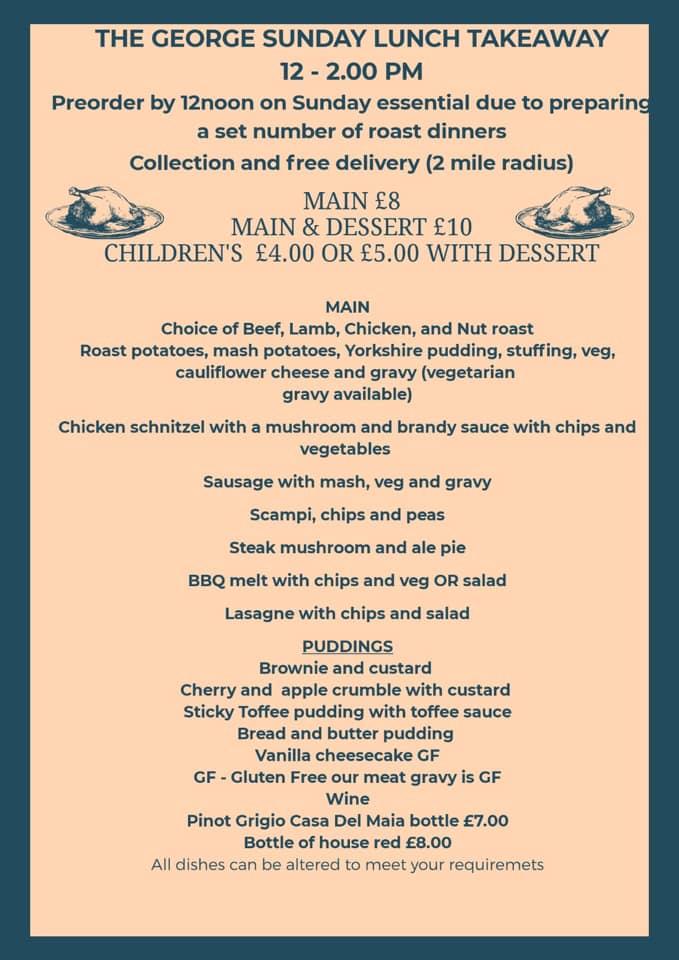 Menu at The George Restaurant & Bar, Scotter