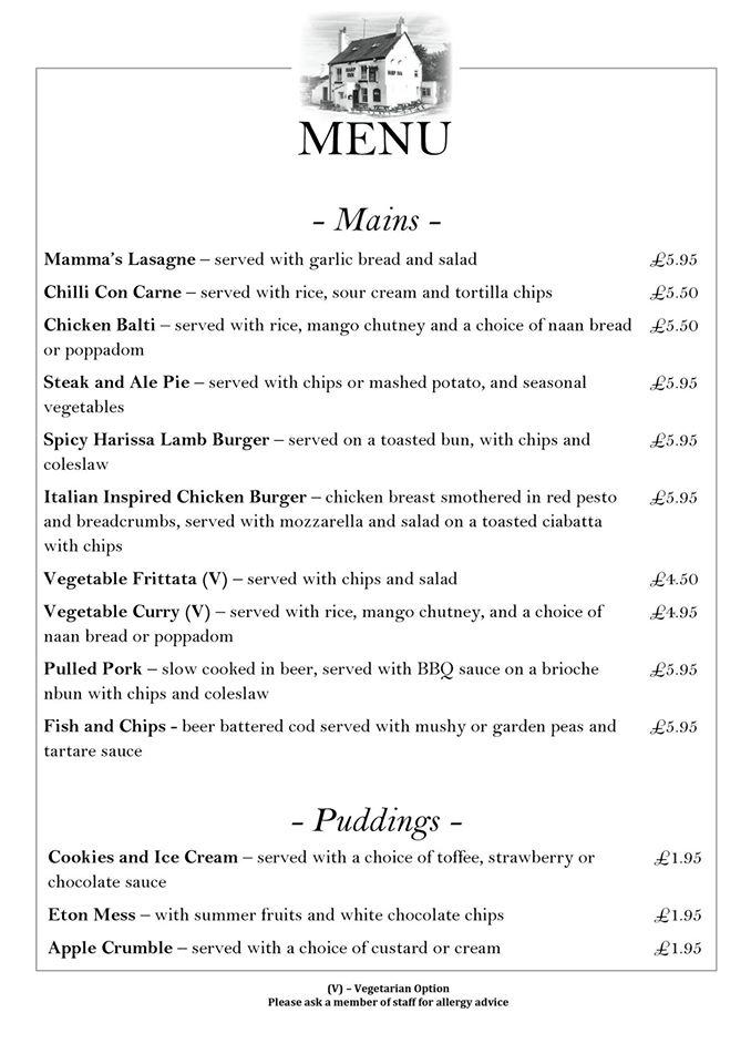 Menu at The Harp Inn pub & bar, Neston