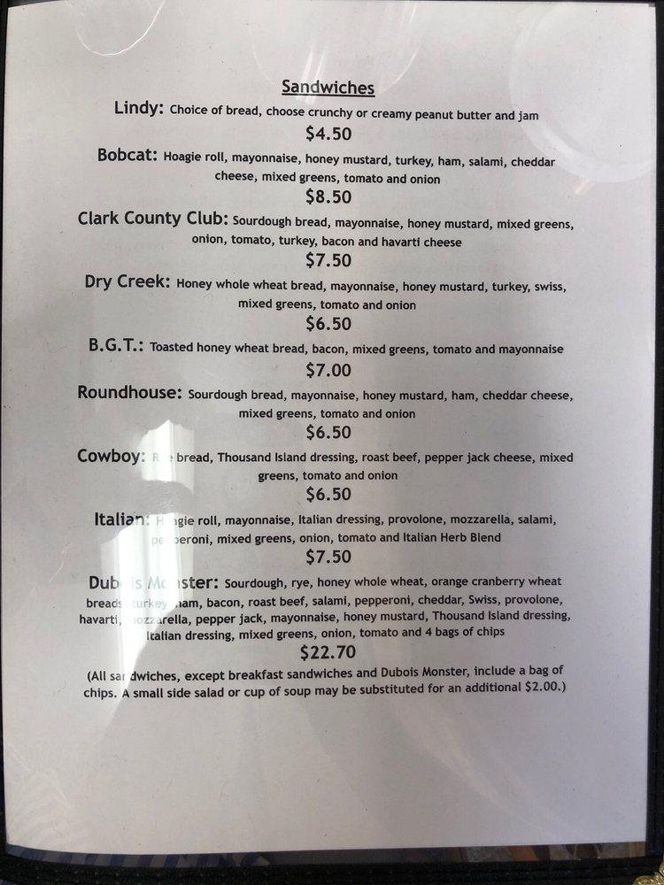 Carta de Wild Hare Cafe, Dubois