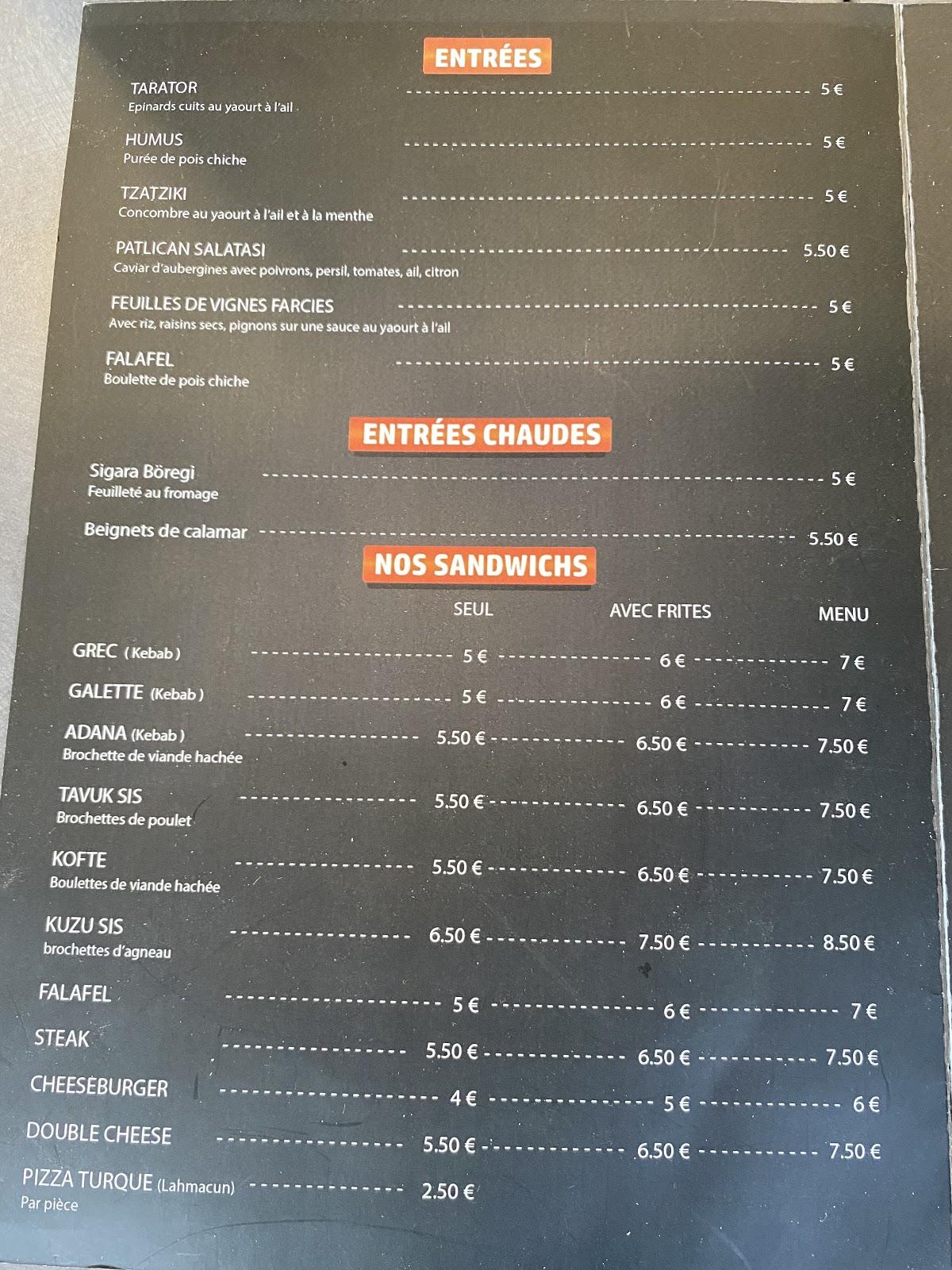 Menu au Aspendos Kebab restaurant, Ramonville-Saint-Agne