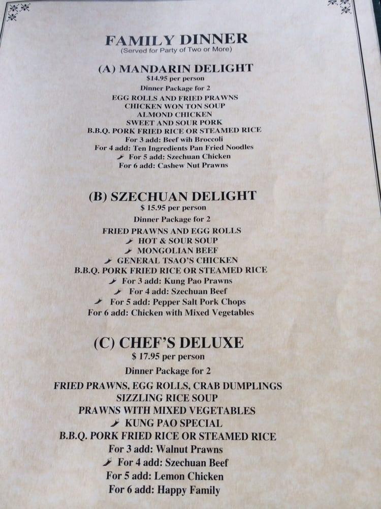 Menu at Chef Choy Chinese food restaurant, Pleasant Hill