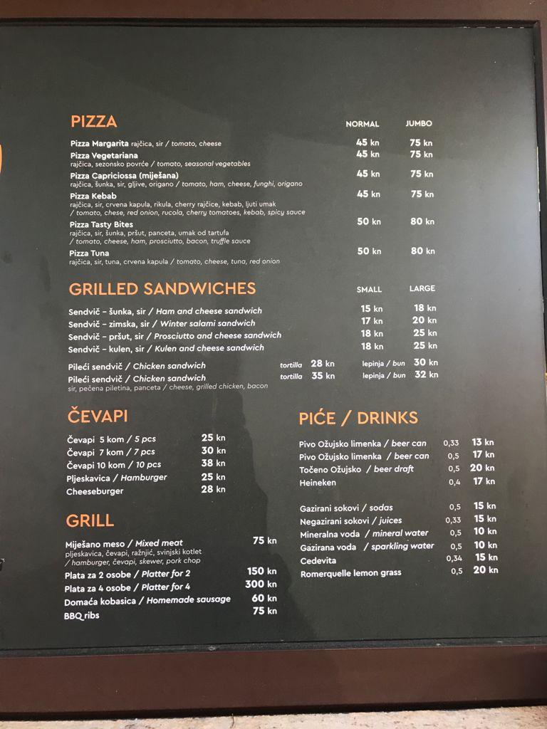 Menu at Fast Food Tasty Bites, Trogir