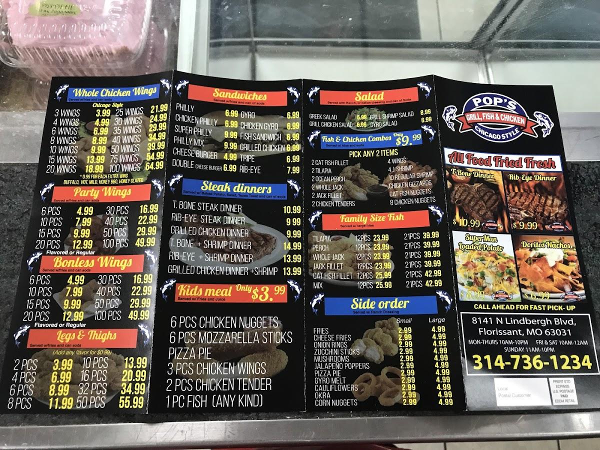 Carta del restaurante Pop's Grill, Fish & Chicken, Florissant