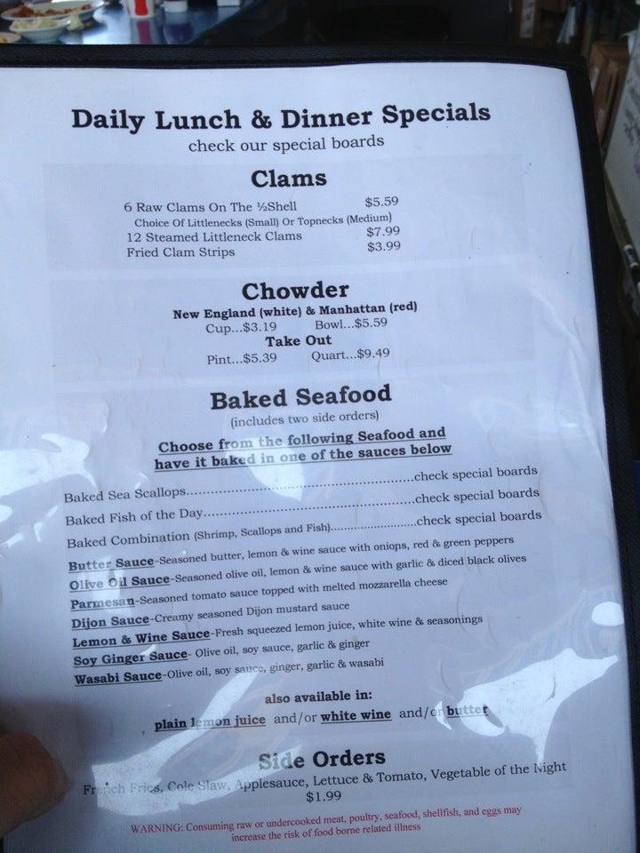 Menu at Smitty's Clam Bar, Somers Point