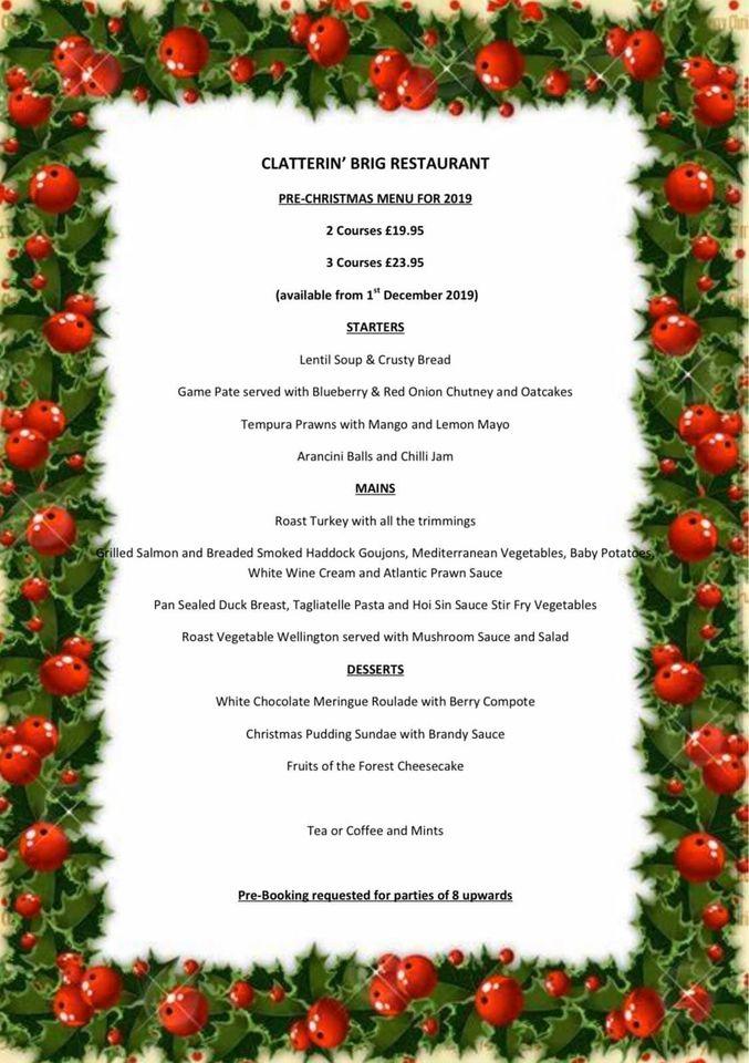 Menu at Clatterin Brig Restaurant, England, Cairn O'Mount Rd