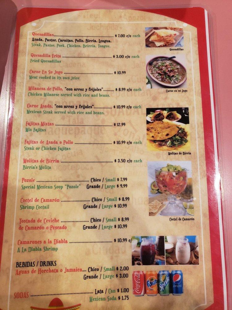 Menu at Estilo Jalisco Mexican Restaurant, Omaha