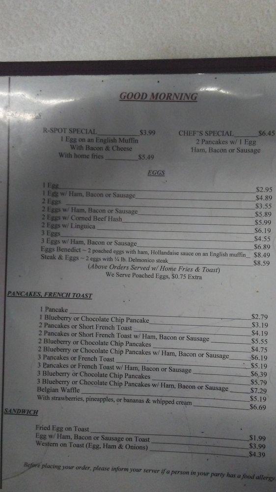 Menu at Right Spot Restaurant, Pawtucket