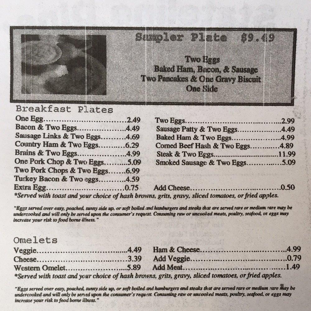 Menu at Stateline Diner restaurant, Danville
