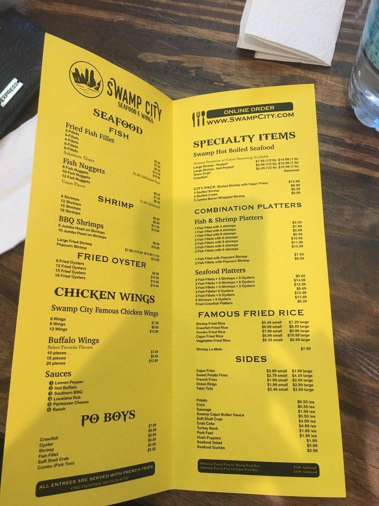 Menu at Swamp City restaurant, Houston, 300 W Little York Rd
