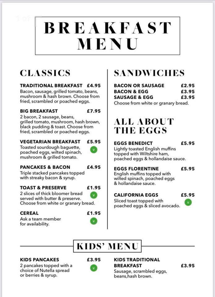 Menu at The Old Storehouse restaurant, Amble