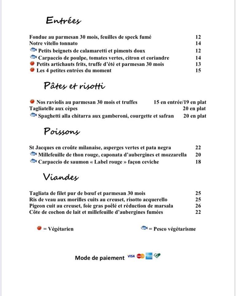 Menu at Le Coq en Pâte, Woluwe-Saint-Lambert