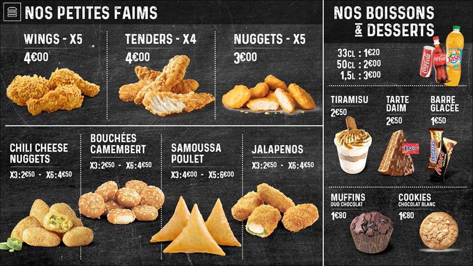 Menu at Must Burger restaurant, Roubaix