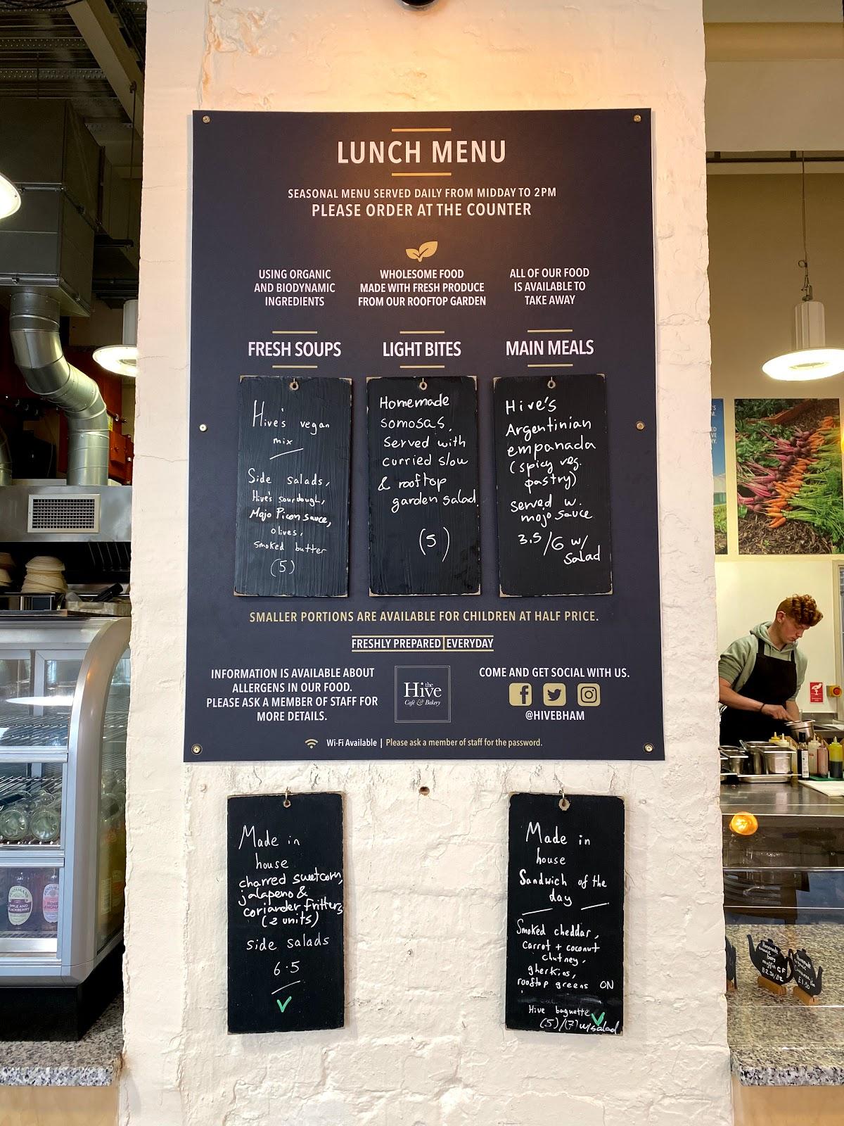 Menu at The Hive Cafe and Bakery, Birmingham