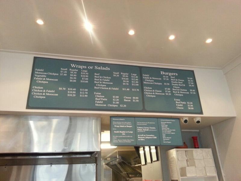 Menu at Daniel's Kitchen restaurant, Wellington