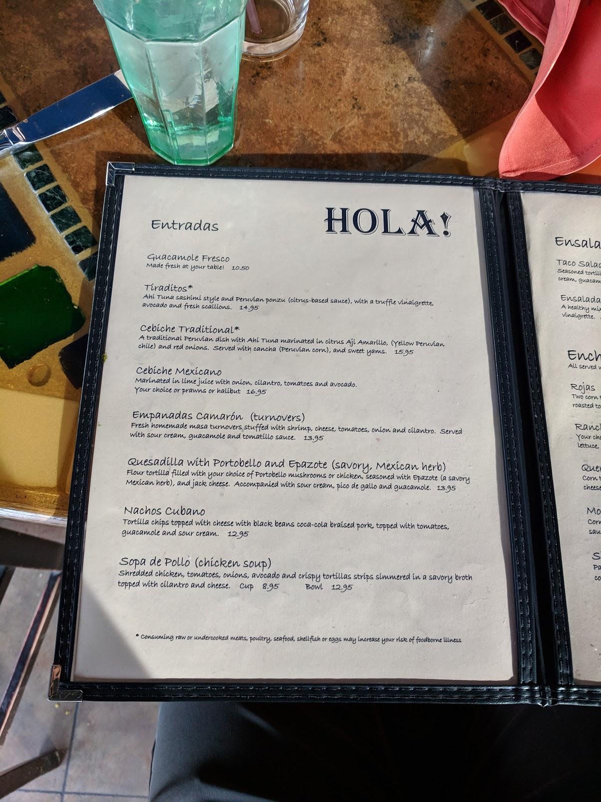 Menu at Hola Restaurant, Bend
