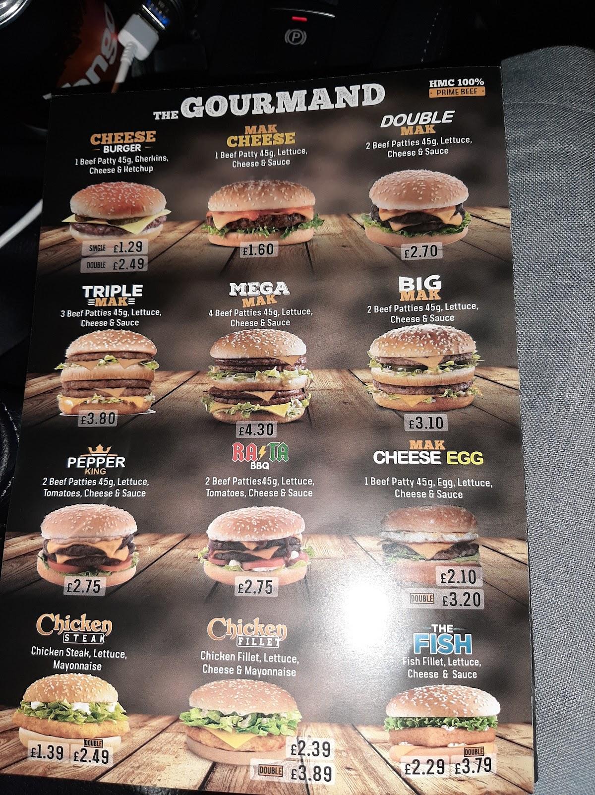 Menu at MakHalal restaurant, Birmingham, 10 Muntz St