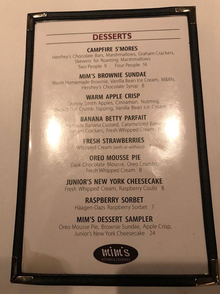 Menu at Mim's Restaurant, Roslyn Heights