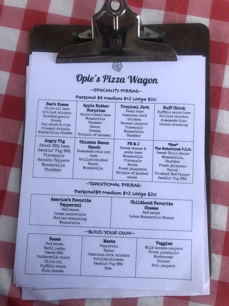 Menu at Opie's Pizza Wagon pizzeria, Johnson City