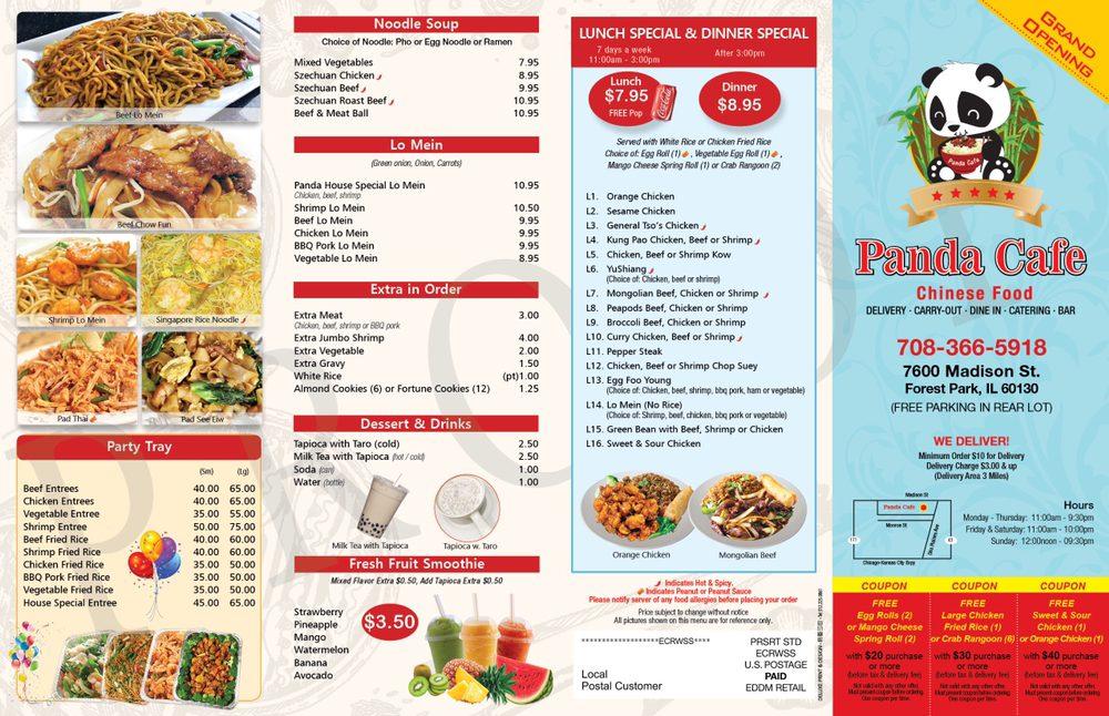 Menu at Panda Cafe, Forest Park