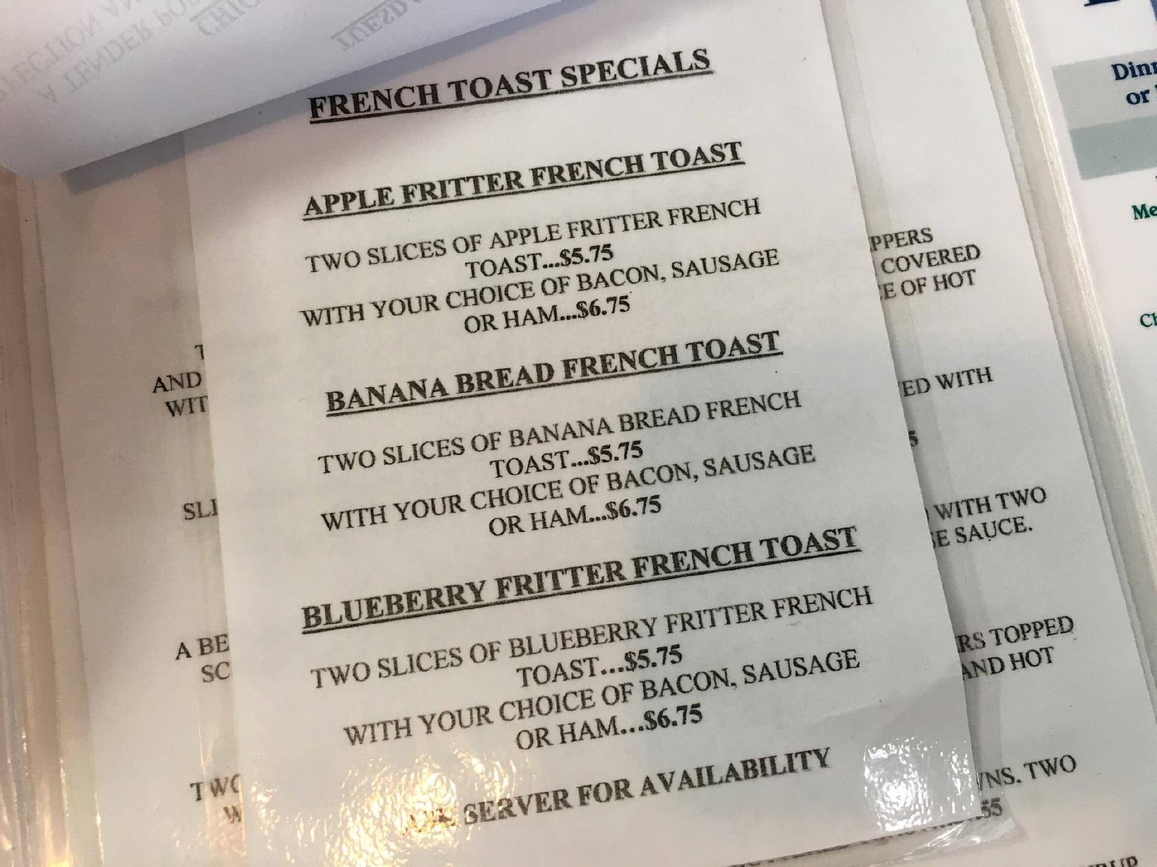 Menu at Pine Cone Restaurant, DeForest