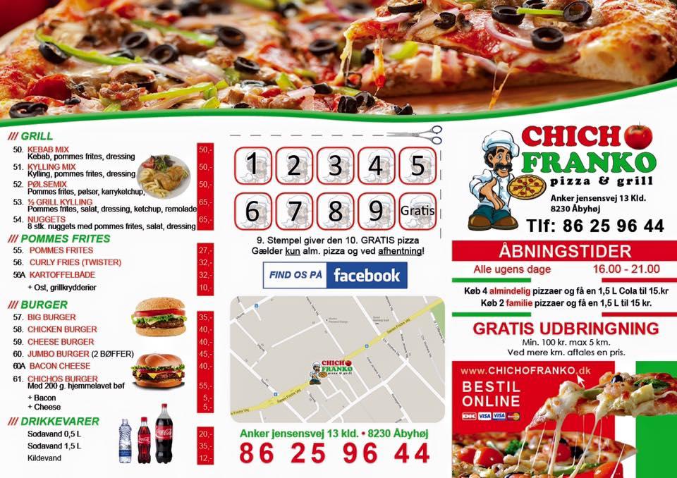 Menu at Chicho Franko Pizza og Grill pizzeria, Aarhus