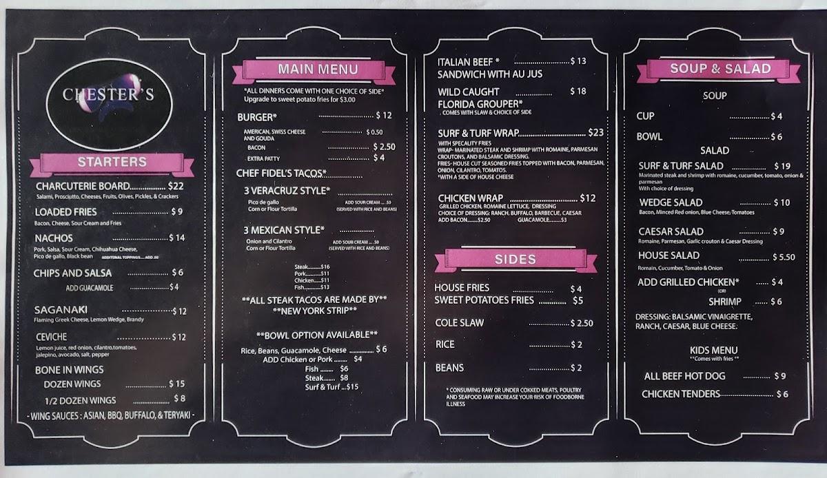 Menu at Fuse Bar & Nightclub, Chesterton, 791 Indian Boundary Rd