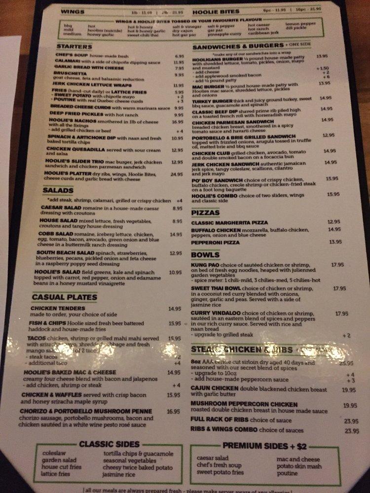 Menu at Hooligans Gastro Bar, Barrie