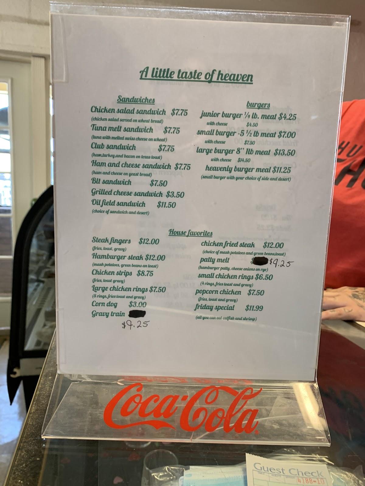 Menu at Little taste of heaven restaurant, Andrews, W Broadway St