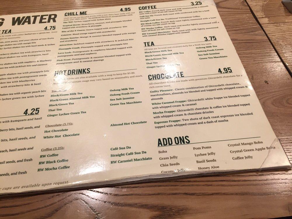 Menu at Roasting Water pub & bar, Fountain Valley, Edinger Ave