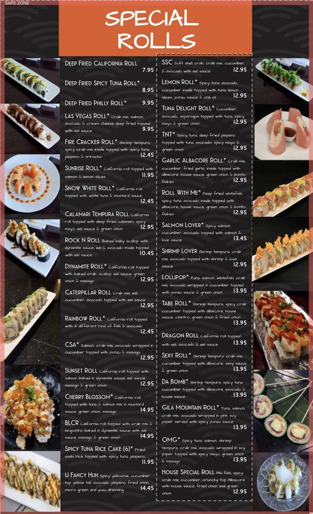 Menu at TABE-MONO Sushi & Shabu restaurant, Phoenix