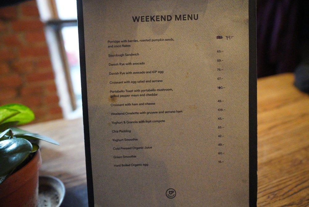 Menu at Café Pascal cafe, Stockholm, Norrtullsgatan 4