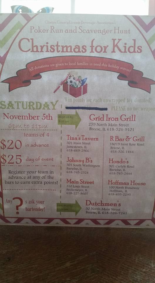 Menu at Main Street Saloon pub & bar, Beckemeyer